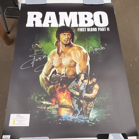 Art | Sylvester Stallone Signed Rambo First Blood Part Ii Poster Wcoa ...